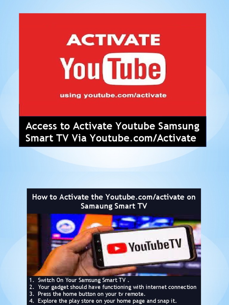 Activate Youtube - Com/activate On Samsung Samrt TV | PDF