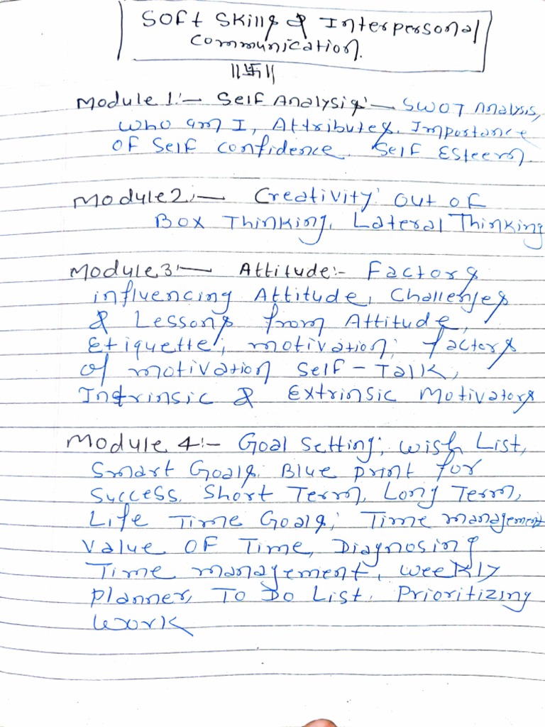 Soft Skill Hand Written Notes | PDF