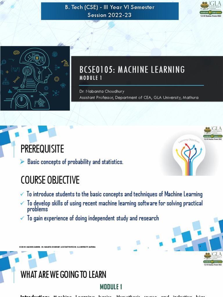 BCSE 0105 - Machine Learning - Module 1 - Complete - NC | PDF