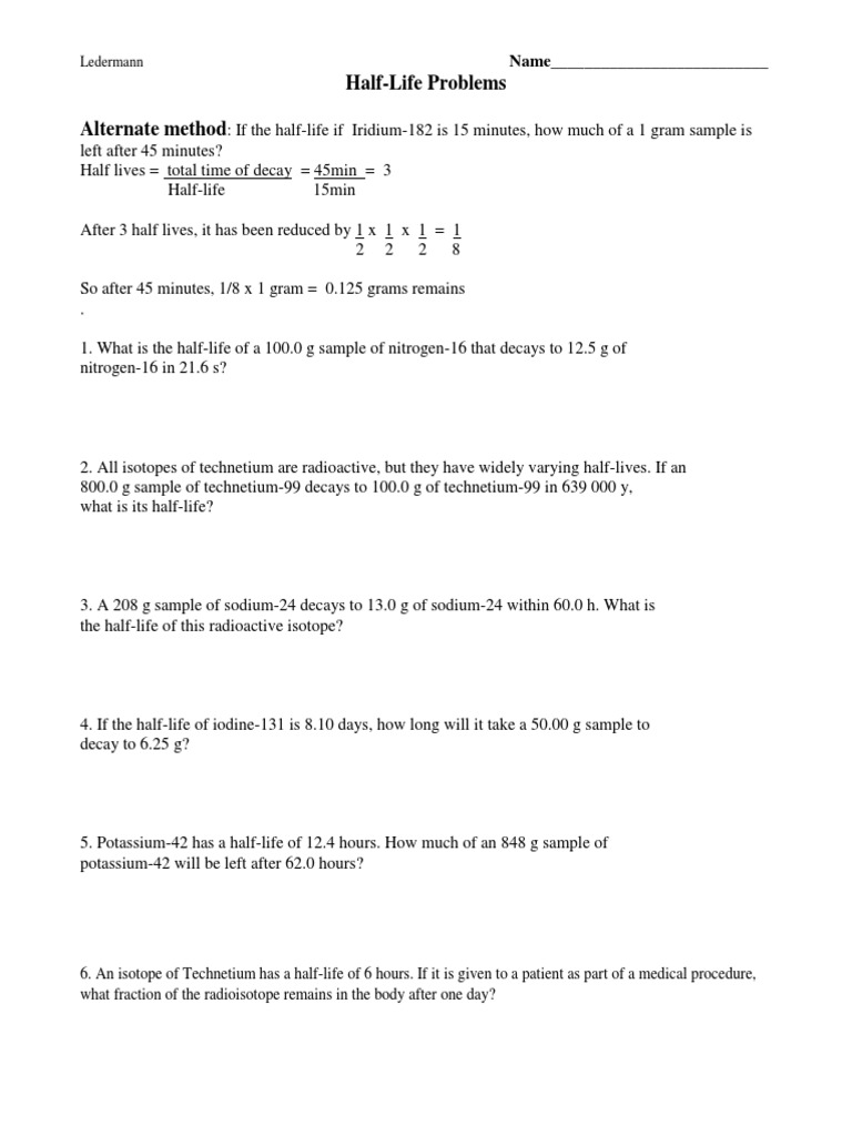 Half Life Problems | PDF
