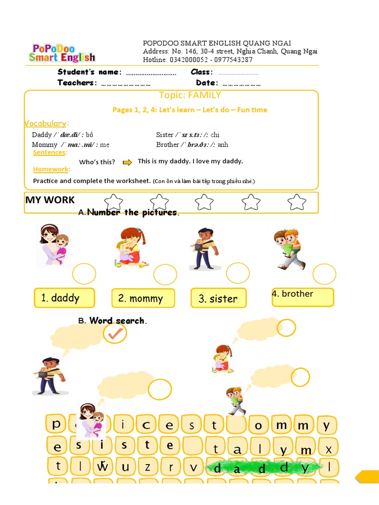 Family Vocabulary Worksheets: Introducing Common Family Members and ...