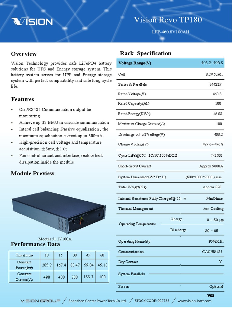Vision Revo TP180 Battery Overview | PDF | Electronics | Quantity