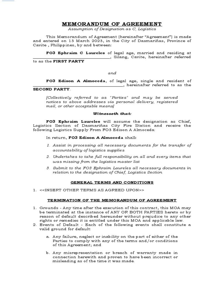 Transfer of Logistics Responsibilities | PDF | Consent | Common Law