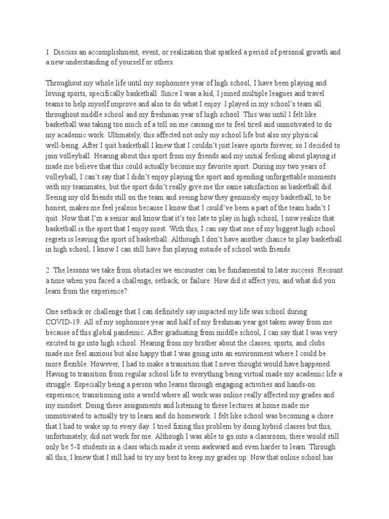 Personal Insight Questions | PDF