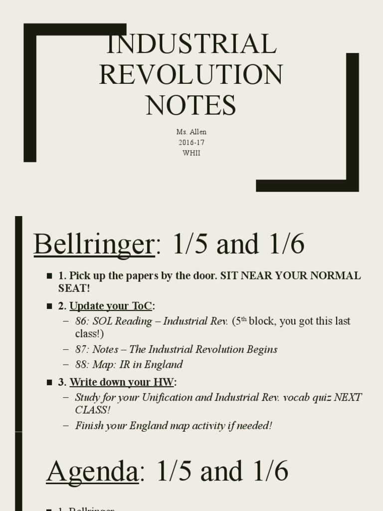 Industrial Revolution Notes 16-17 | PDF