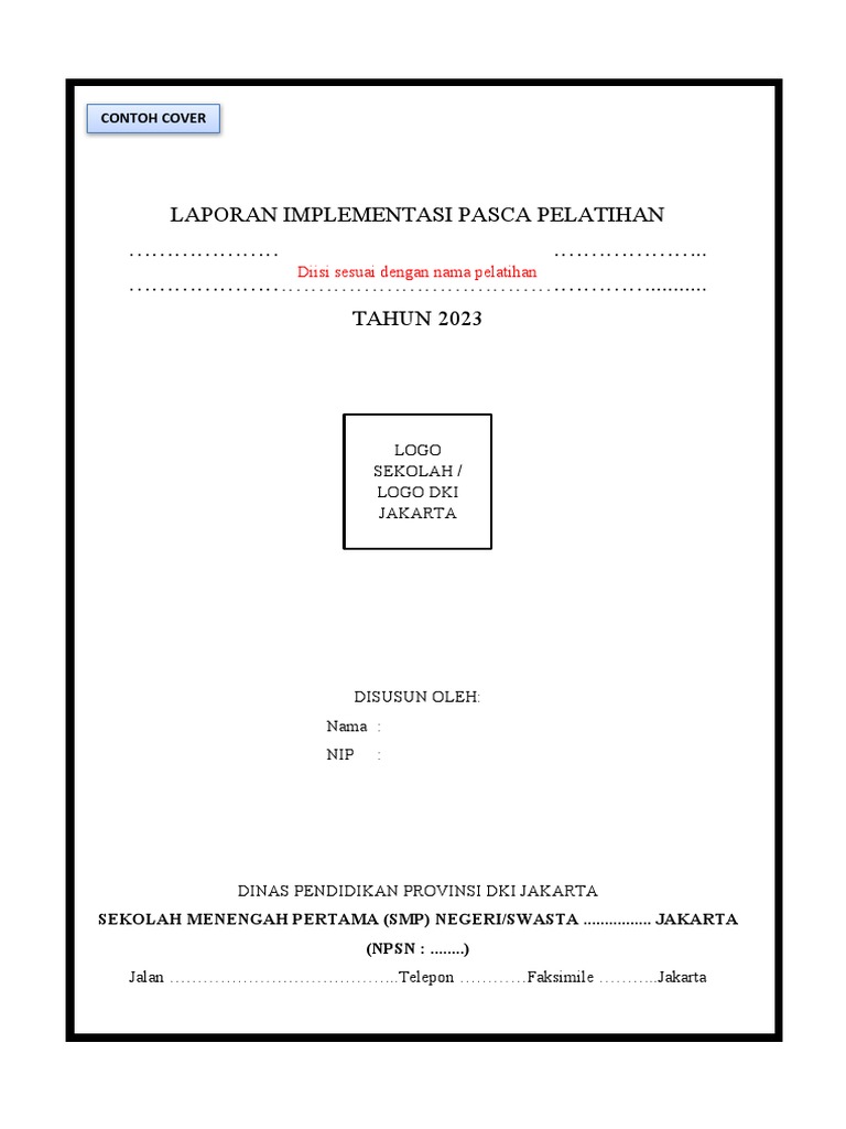 Format Laporan Implementasi Pasca Pelatihan 2023 | PDF