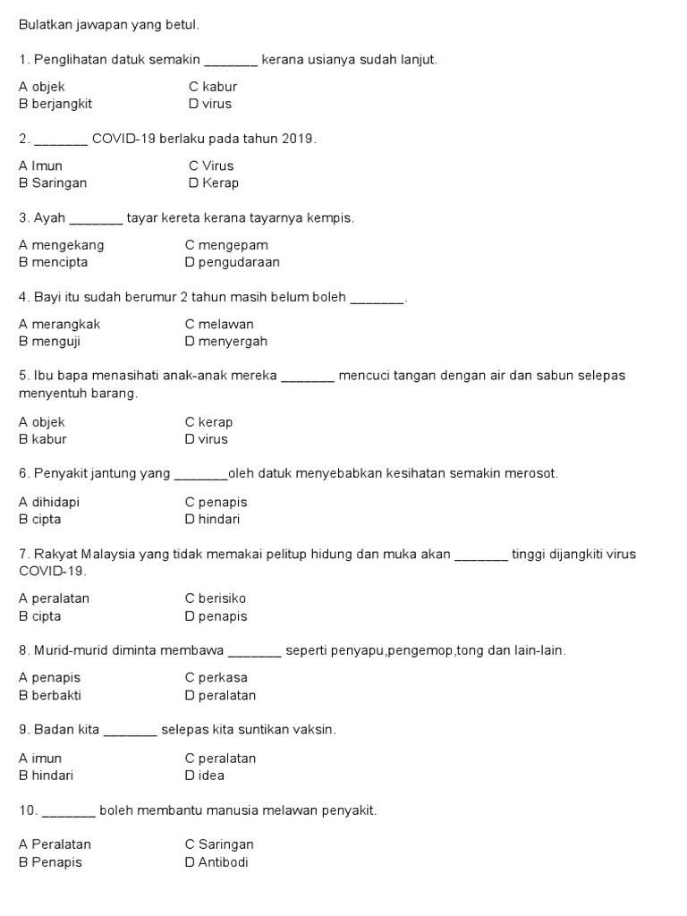Kosa Kata Tahun 6 | PDF