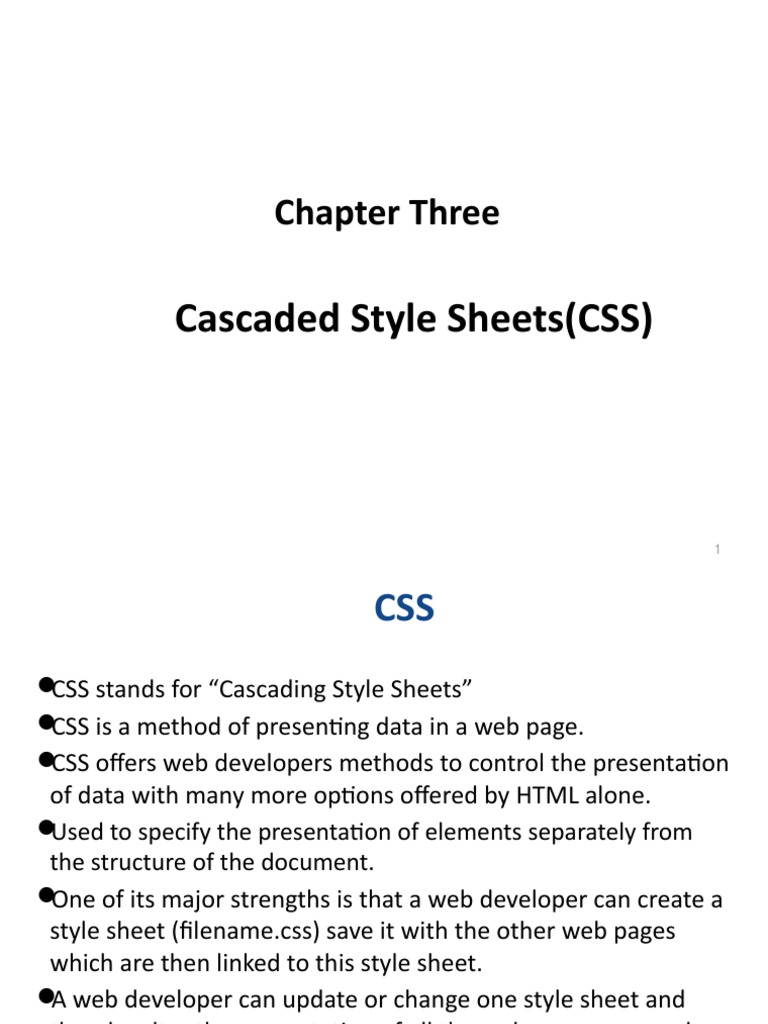Chapter Three Cascaded Style Sheets Css Pdf
