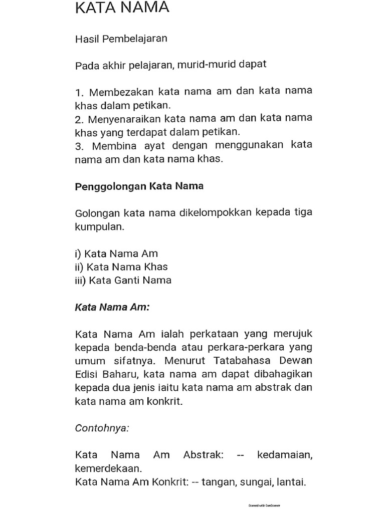 Nota Kata Nama | PDF