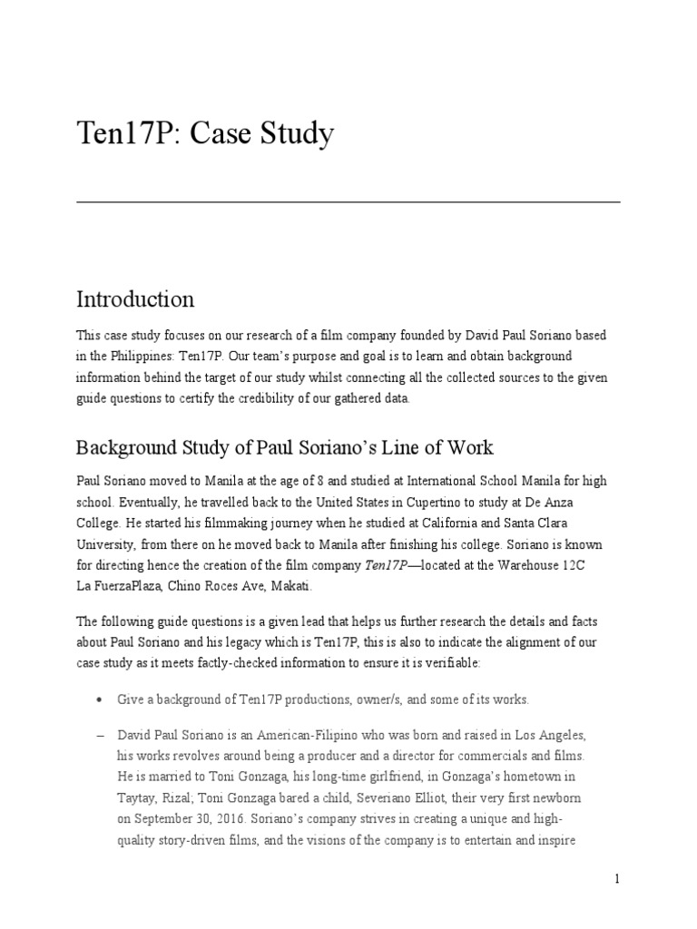 Ten17P: Case Study Analysis | PDF