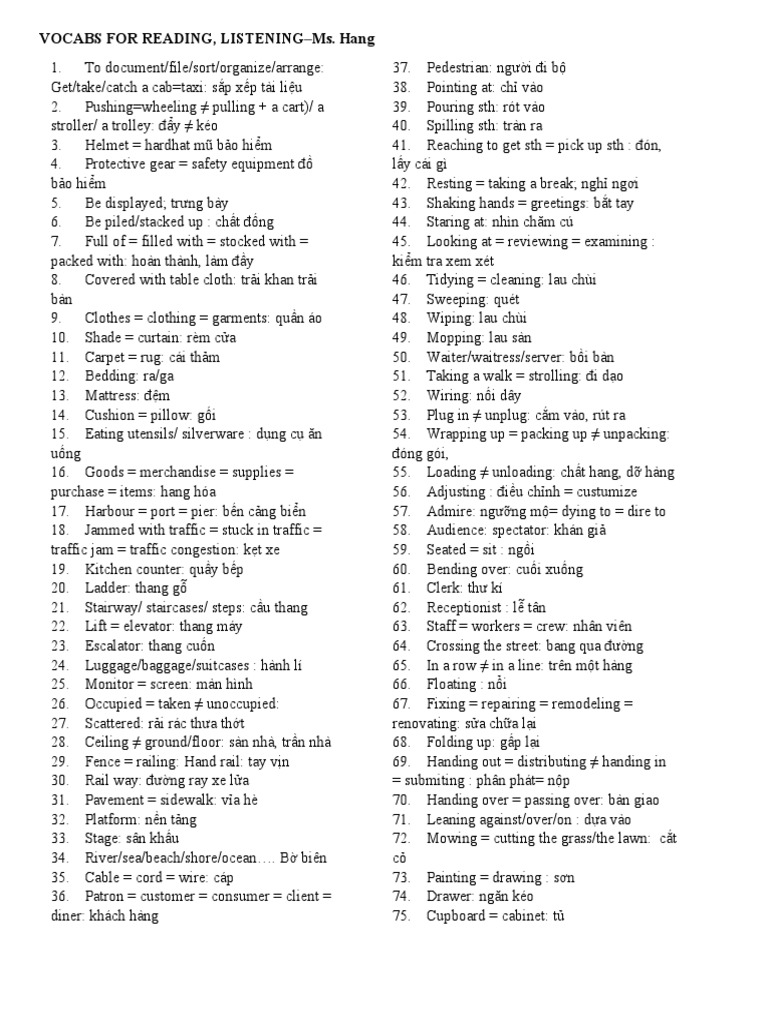 Tu Vung Phan Nghe TOEIC | PDF