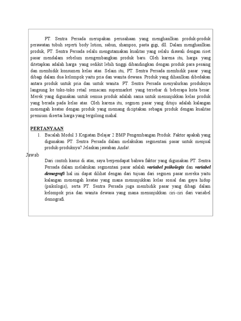 TMK 2 Pengembangan Produk | PDF