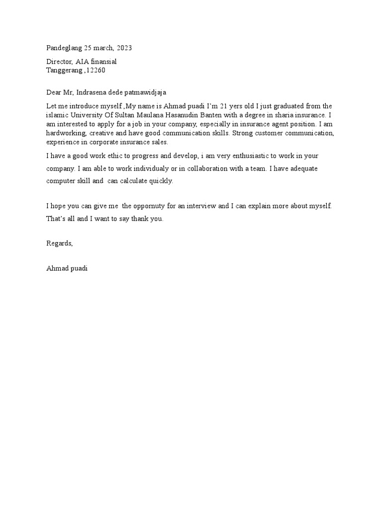 Job Application Letter-As | PDF