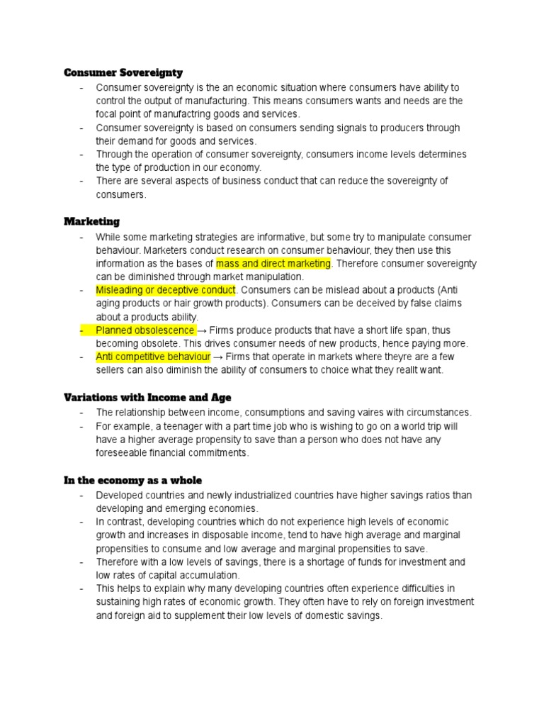 Consumer Sovereignty | PDF