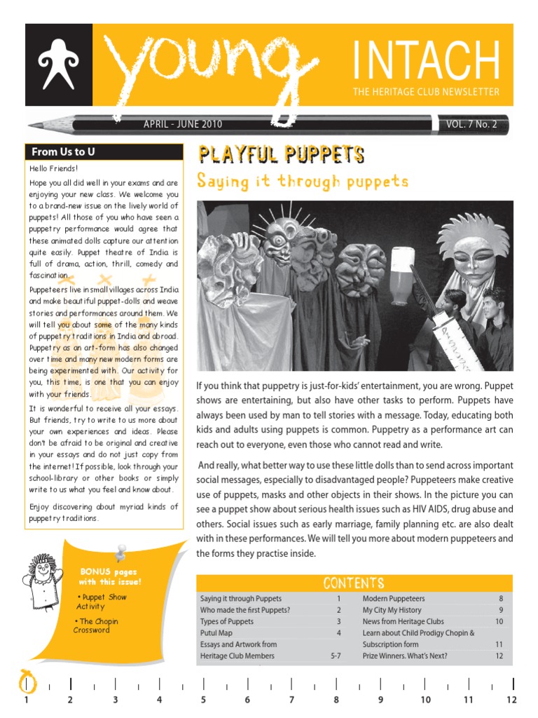 INTACH Newsletter - Playful Puppets | PDF