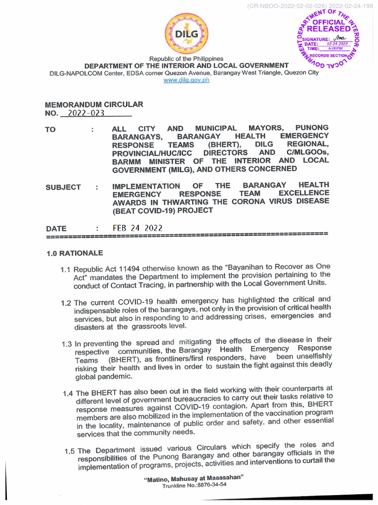 DILG MC No 2022-023 | PDF