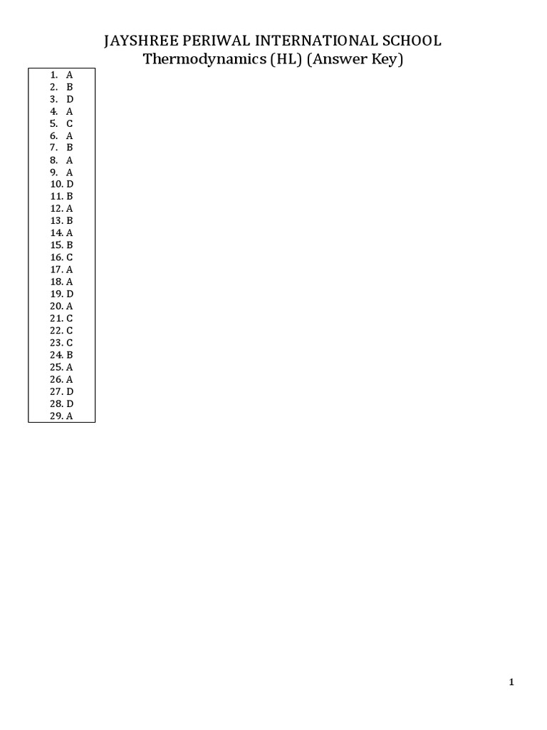 Thermodynamics (Answer Key) | PDF
