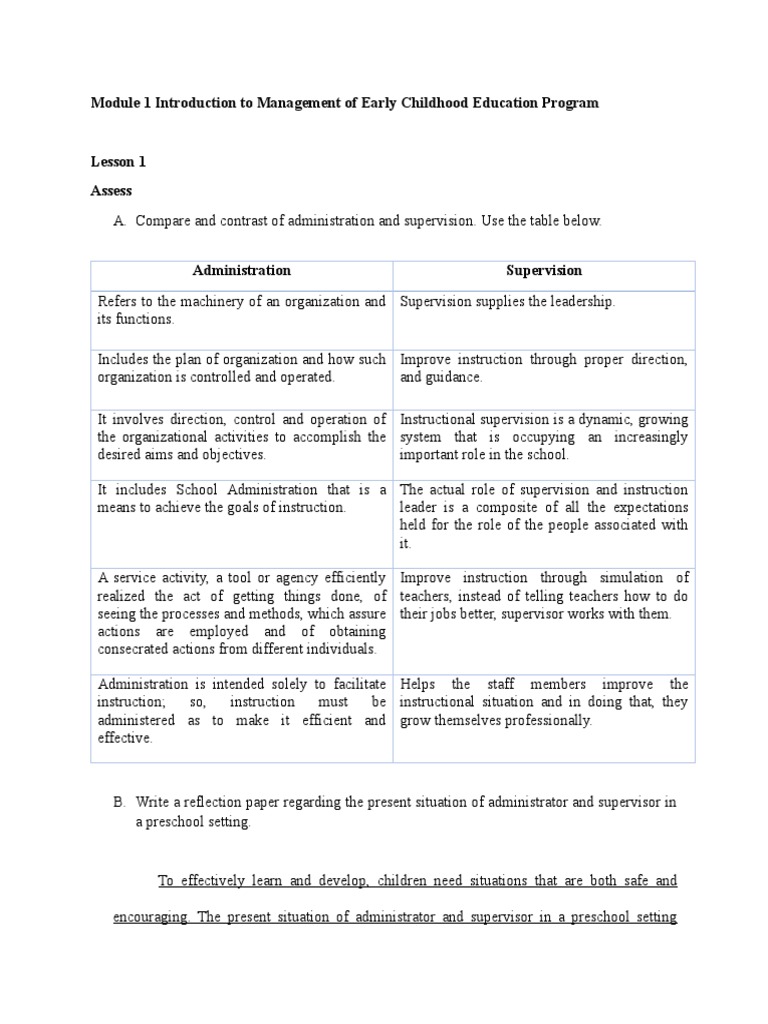 Management of Early Childhood Education Program (ECE 18) | PDF ...