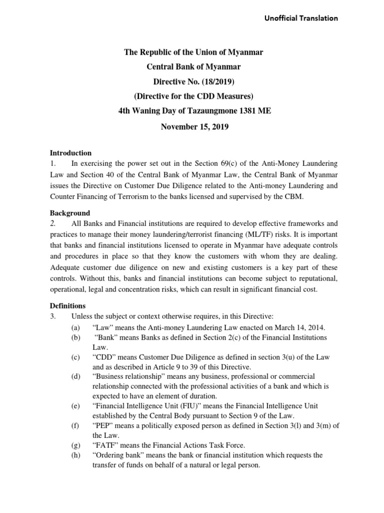 CBM Directive 18 - 2019 | PDF