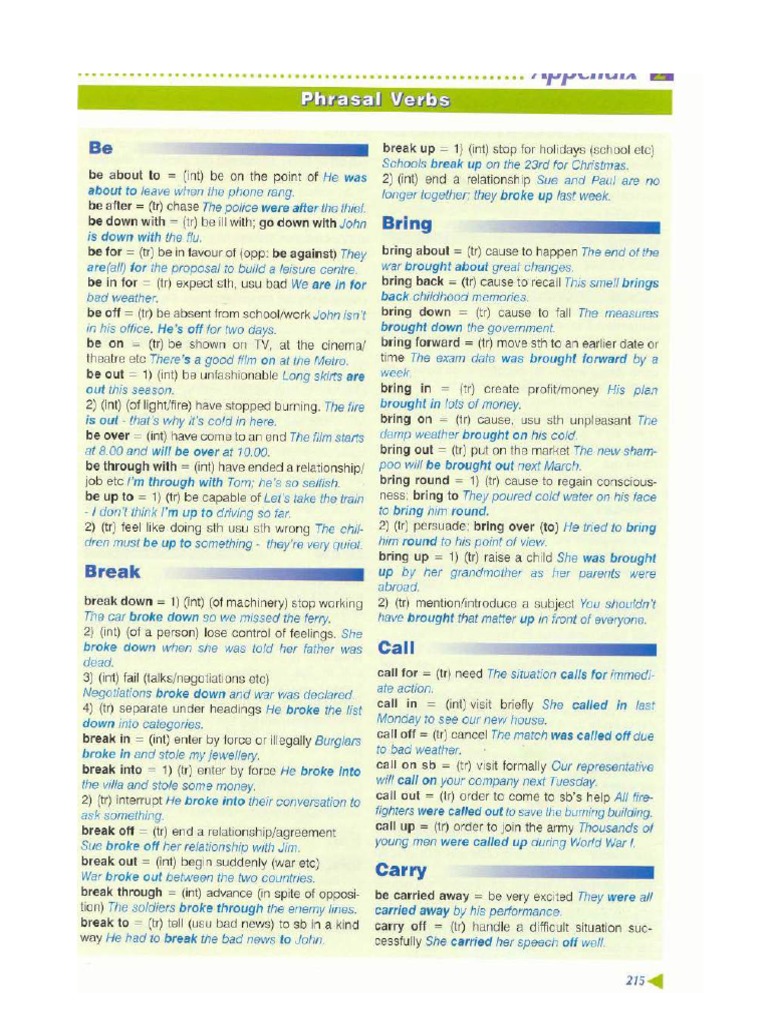 Phrasal Verbs - Definitions and Examples | PDF