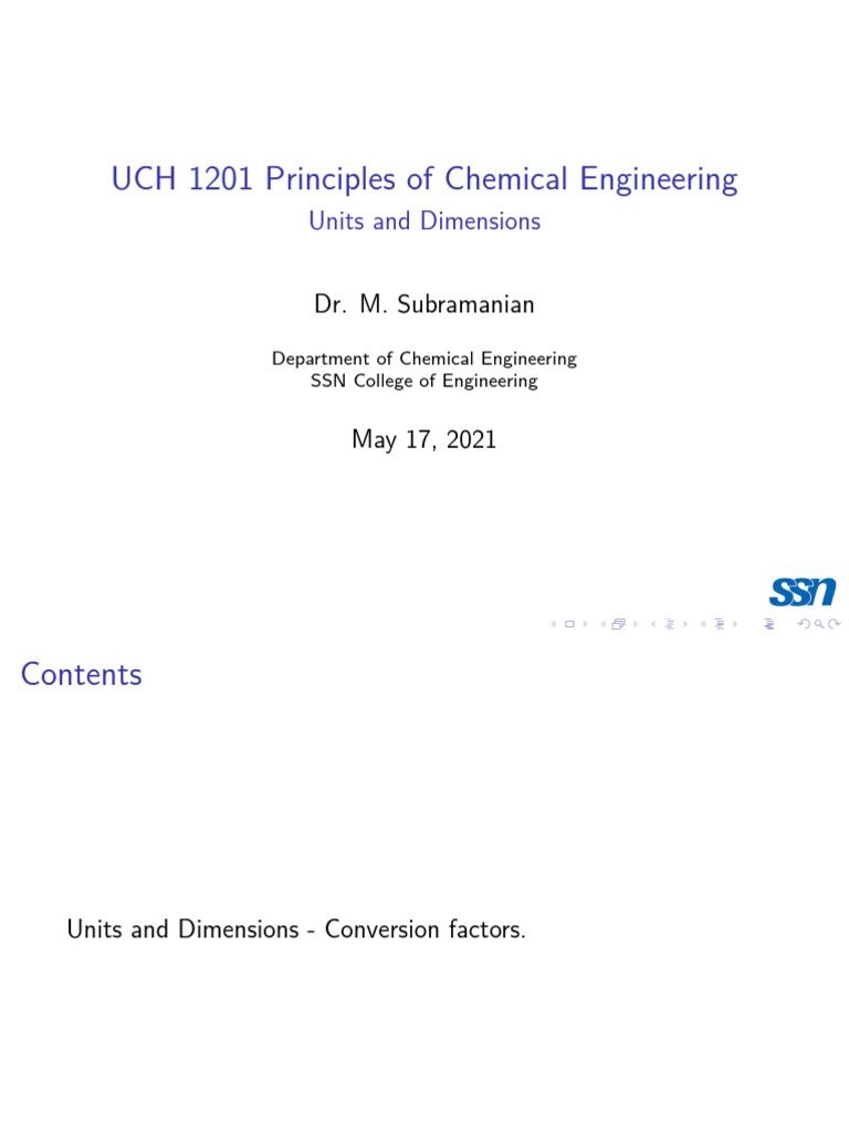 PCE Lecture 1 1 UnitsAndDimensions | PDF | International System Of ...
