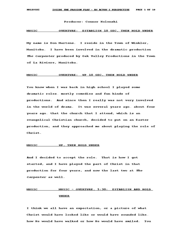 Script - Inside the Passion Play - An Actors Perspective | PDF | Jesus ...