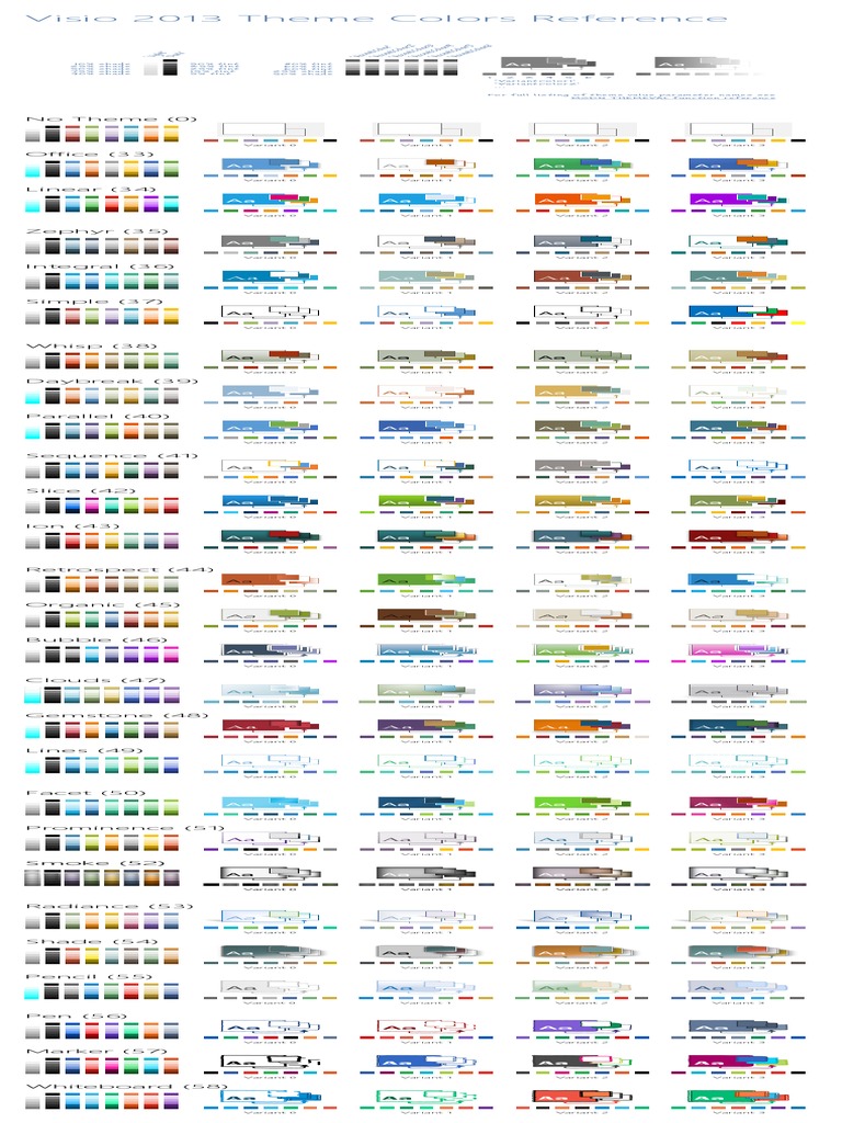 Visio 2013 Theme Colors Reference | PDF | Graphic Design | Image Processing