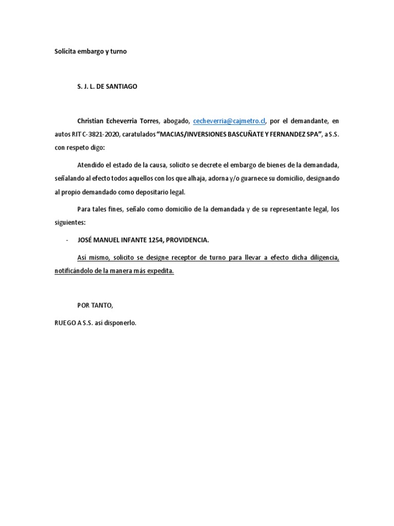 Solicita Embargo | PDF