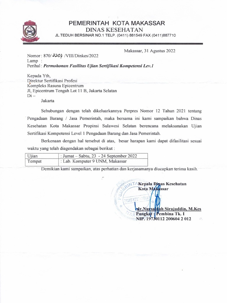 Surat Permohonan Fasilitasi | PDF