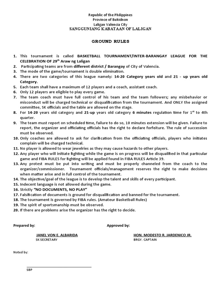 Ground Rules | PDF | Sports