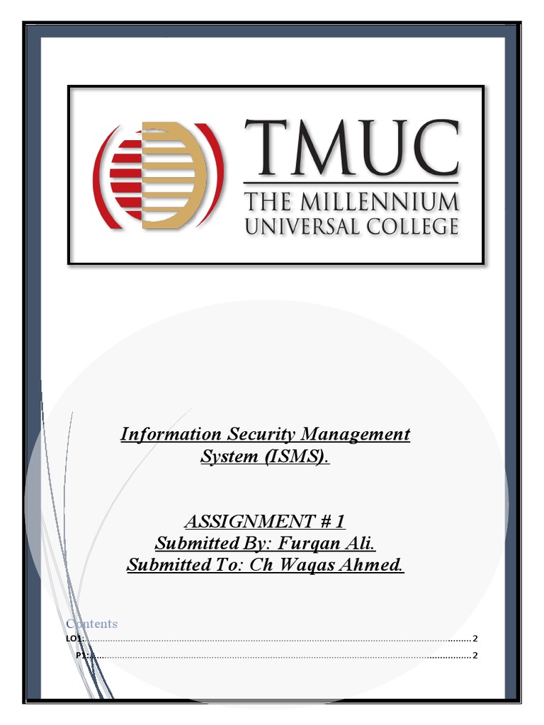 Furqan ISMS Lo1 and Lo2 | PDF
