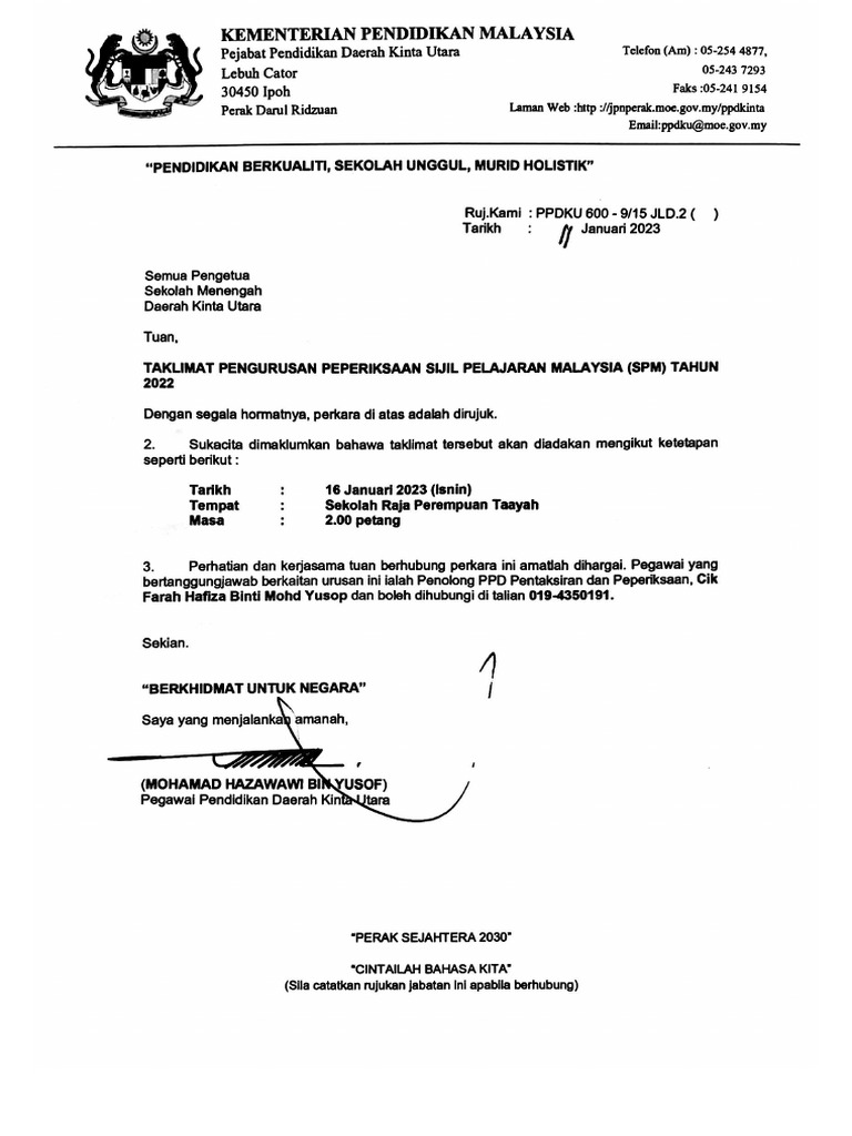Surat Panggilan Rasmi 16.1.2023 | PDF