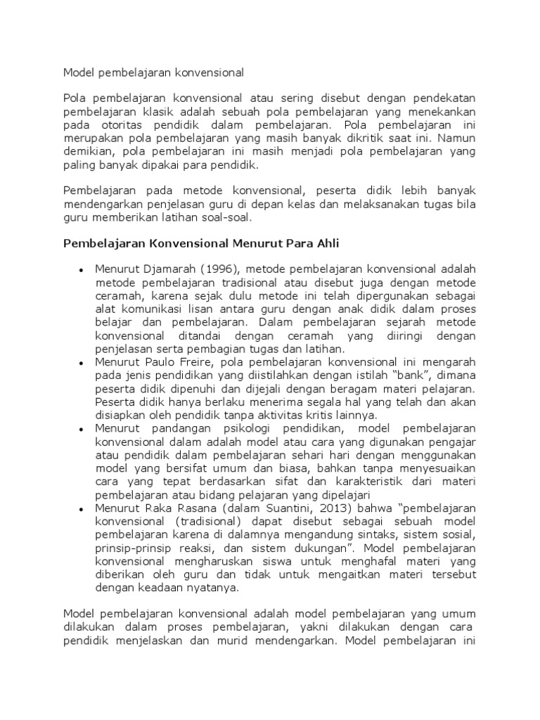 Model Pembelajaran Konvensional | PDF