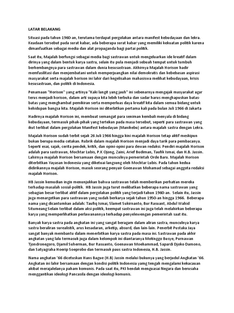 Makalas Sastra Angkatan 66 | PDF