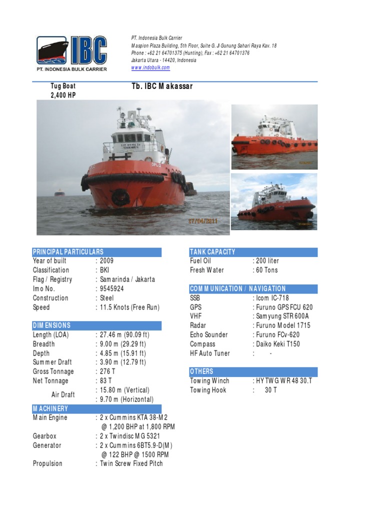 Ship Particular IBC Makassar | PDF