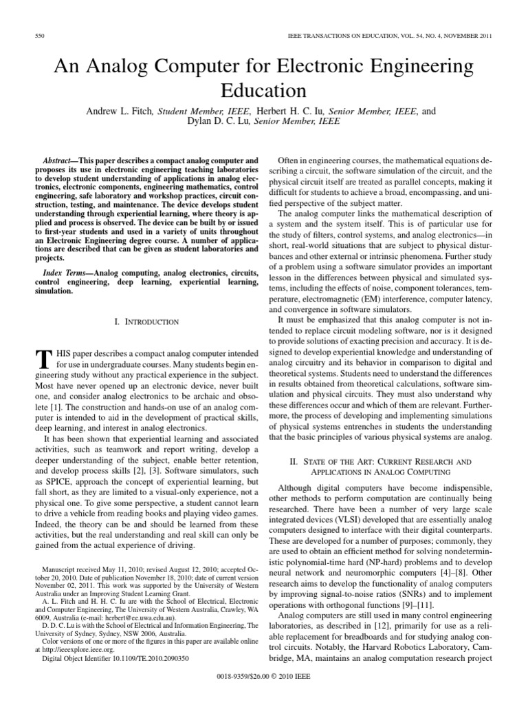RP0013. An Analog Computer For Electronic Engineering | PDF