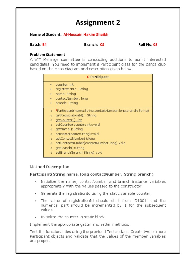 Opps Lab Assignment 1 Pdf Parameter Computer Programming Constructor Object Oriented