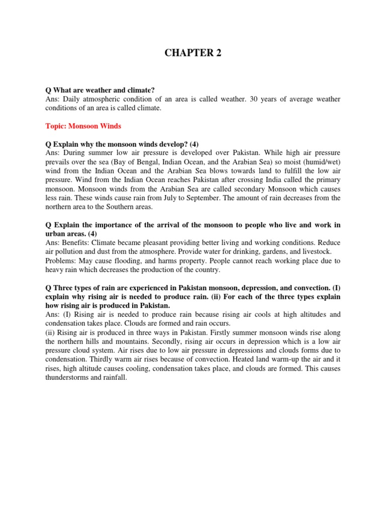 Geo Chapter 2 | PDF | Rain | Monsoon