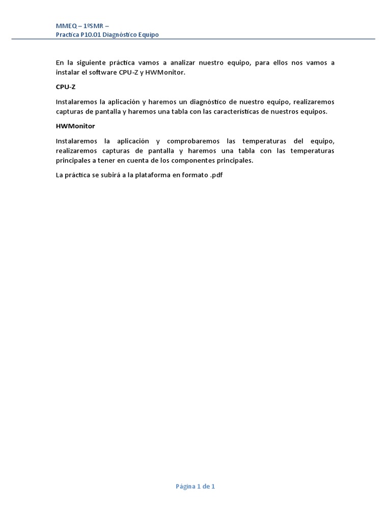 Diagnóstico PC: CPU-Z y HWMonitor | PDF