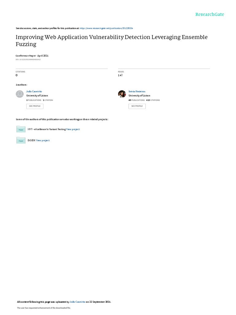 Improving Web Application Vulnerability Detection Leveraging Ensemble Fuzzing | PDF
