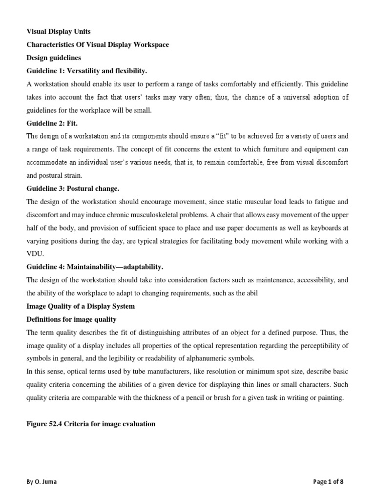 Visual Display Unit Characteristics | PDF | Image Resolution | Contrast ...