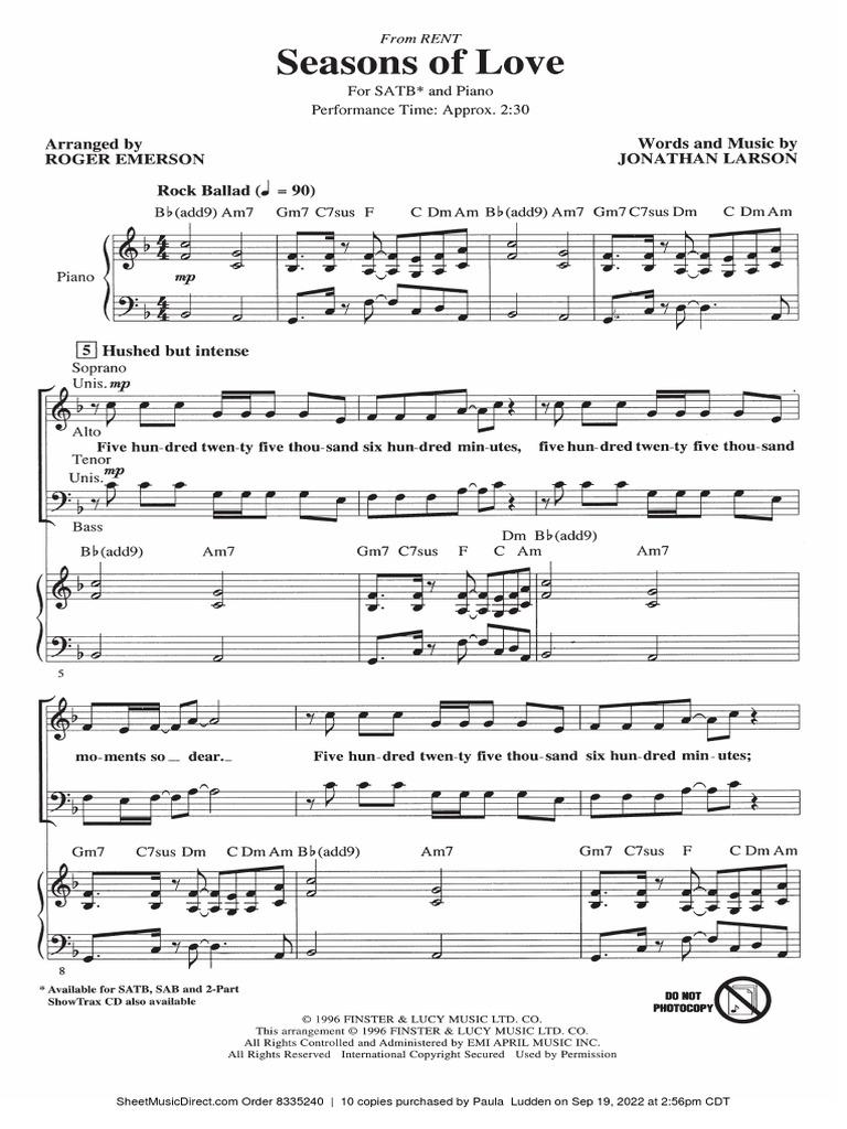 Seasons of Love | PDF