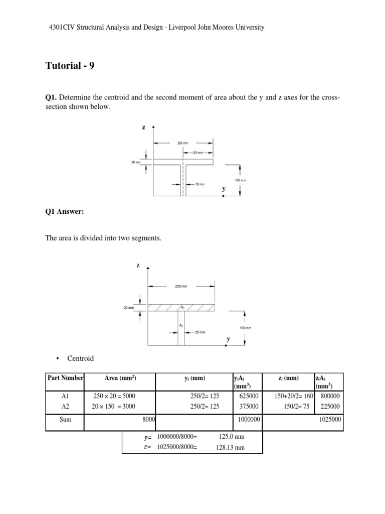 4301CIV Tutorial 9 Solutions | PDF