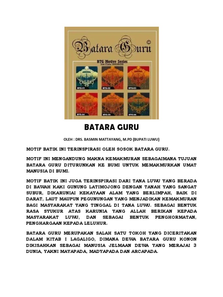Karakter Tokoh dalam Batik Tradisional Luwu | PDF
