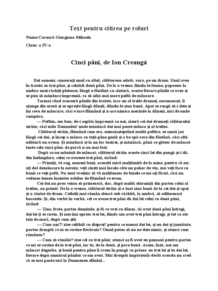 Text Pentru Citirea Pe Roluri | PDF