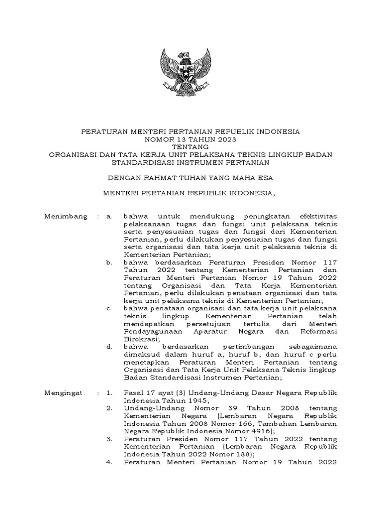 2023-Permentan Nomor 13 Tahun 2023 | PDF