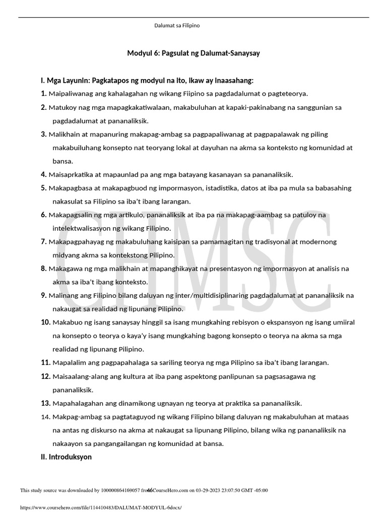 Dalumat Modyul 6.Docx | PDF