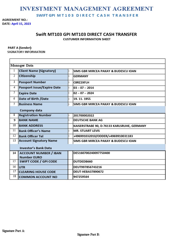 MT 103 GPI Direct Cash transfer-SIMS GBR | PDF