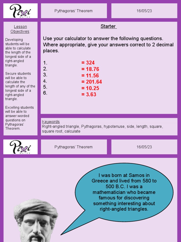 Pythagoras Theorem PixiPPt | PDF | Triangle | Euclidean Plane Geometry