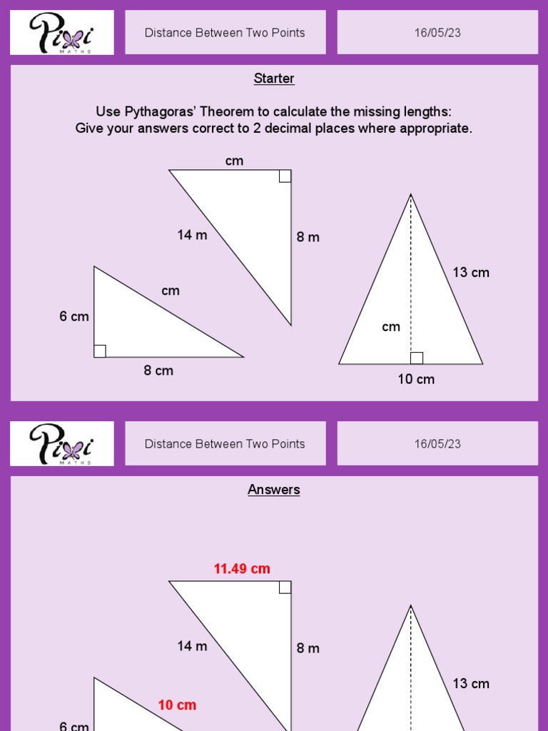 Distance Between Two Points PixiPPt | PDF | Triangle | Euclidean Plane Geometry